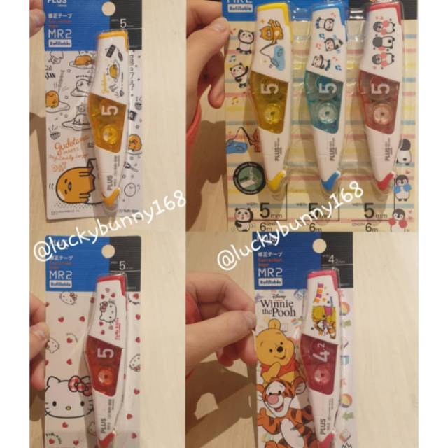 Jual tip ex plus correction tape winnie the pooh gudetama hello kitty ...