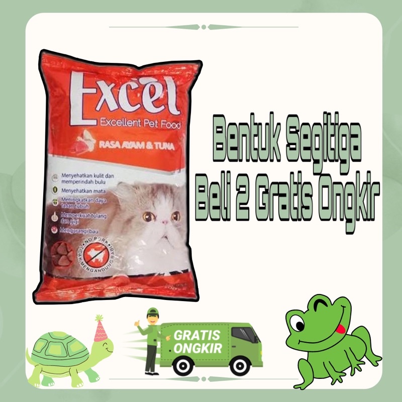 Jual Makanan Kucing Excel Segitiga Tuna 500gr Pakan Kucing Excel ...