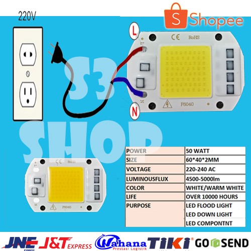 Jual Promo LED 50W White Dan Warm White Input AC 220V High Power HPL ...