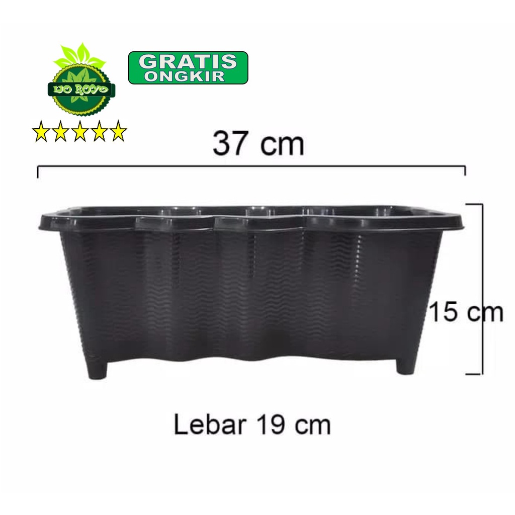 Jual Pot Tanaman Bunga 37cm Segi Panjang SGP 01 Hitam BJP | Shopee ...