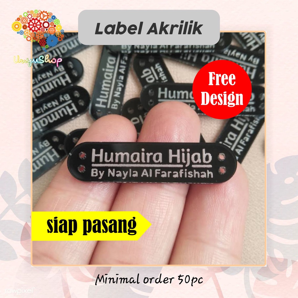 Jual Label Akrilik Label Hijab Label Jilbab FREE DESIGN | Shopee Indonesia