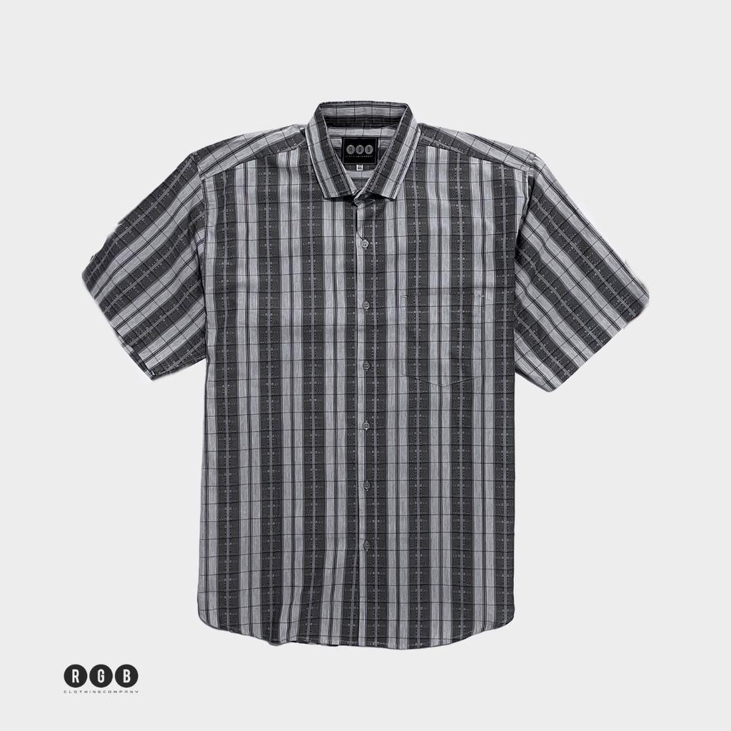 Jual RGB Clothing Company Kemeja Kotak Pria Big Size Lengan Pendek Abu RHMP1301054 | Shopee ...