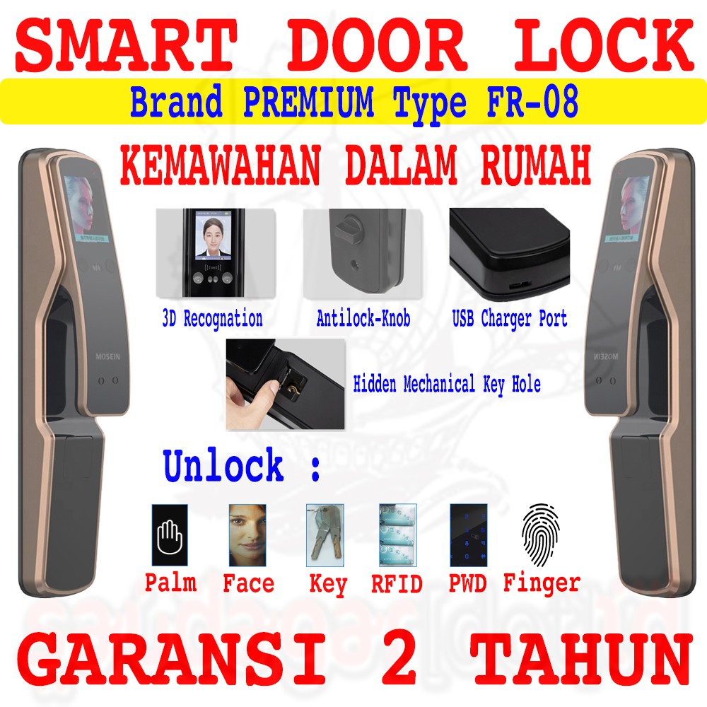 Jual KUNCI PINTU DIGITAL - DIGITAL DOOR LOCK - FACE + FINGERPRINT ...