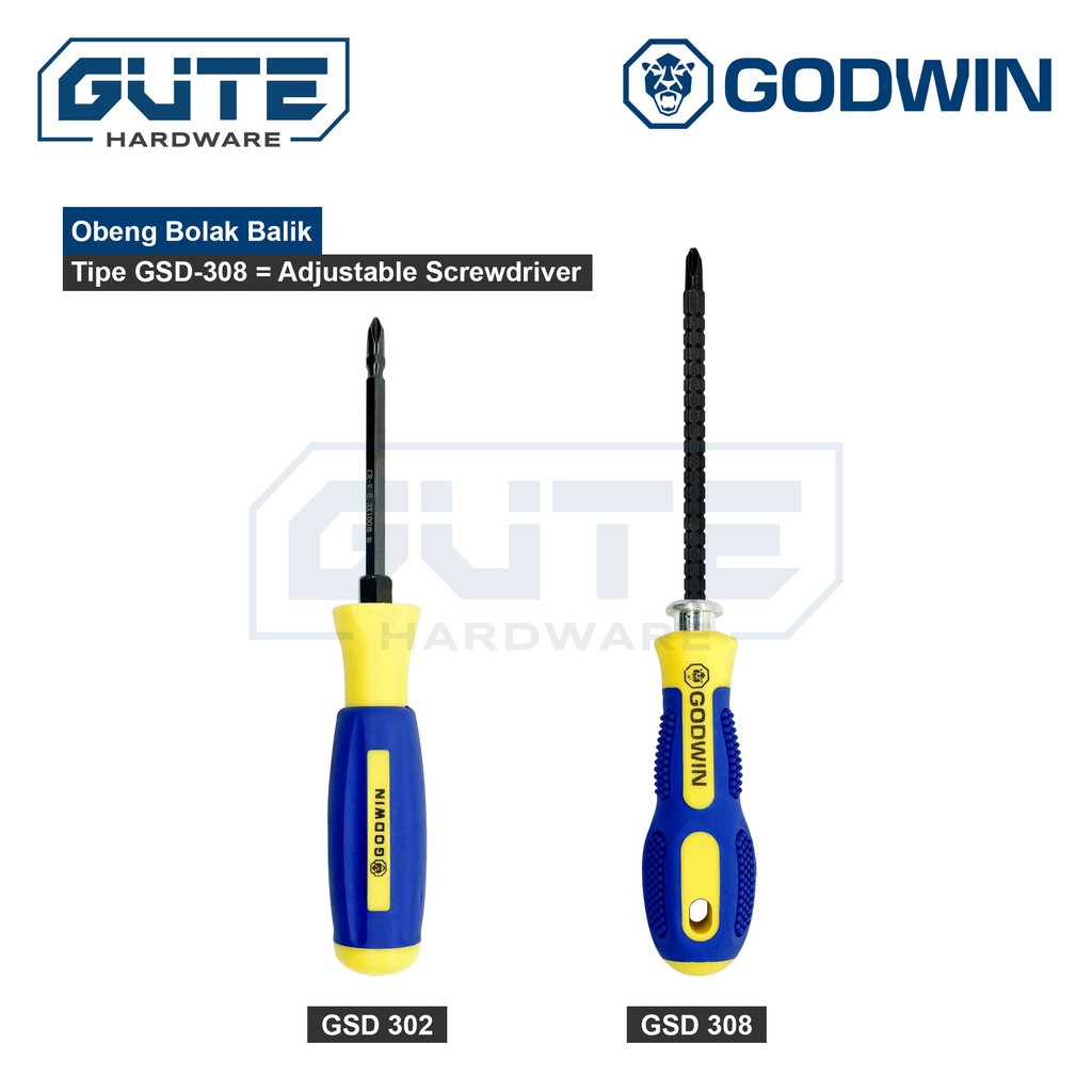 Jual GUTE GODWIN Obeng Bolak Balik (+)(-) GG Karet / Adjustable ...