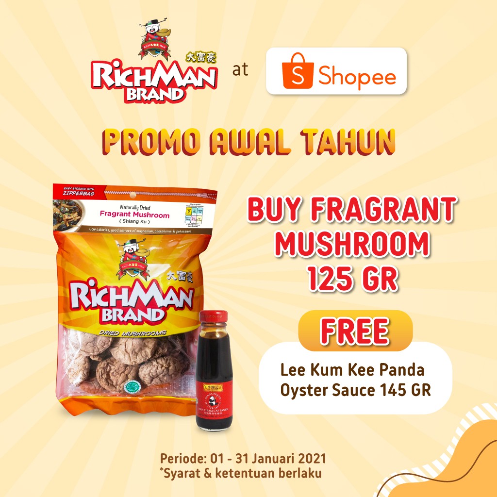 Jual RichMan Brand Fragrant Mushroom 125 gr FREE Lee Kum Kee Oyster ...