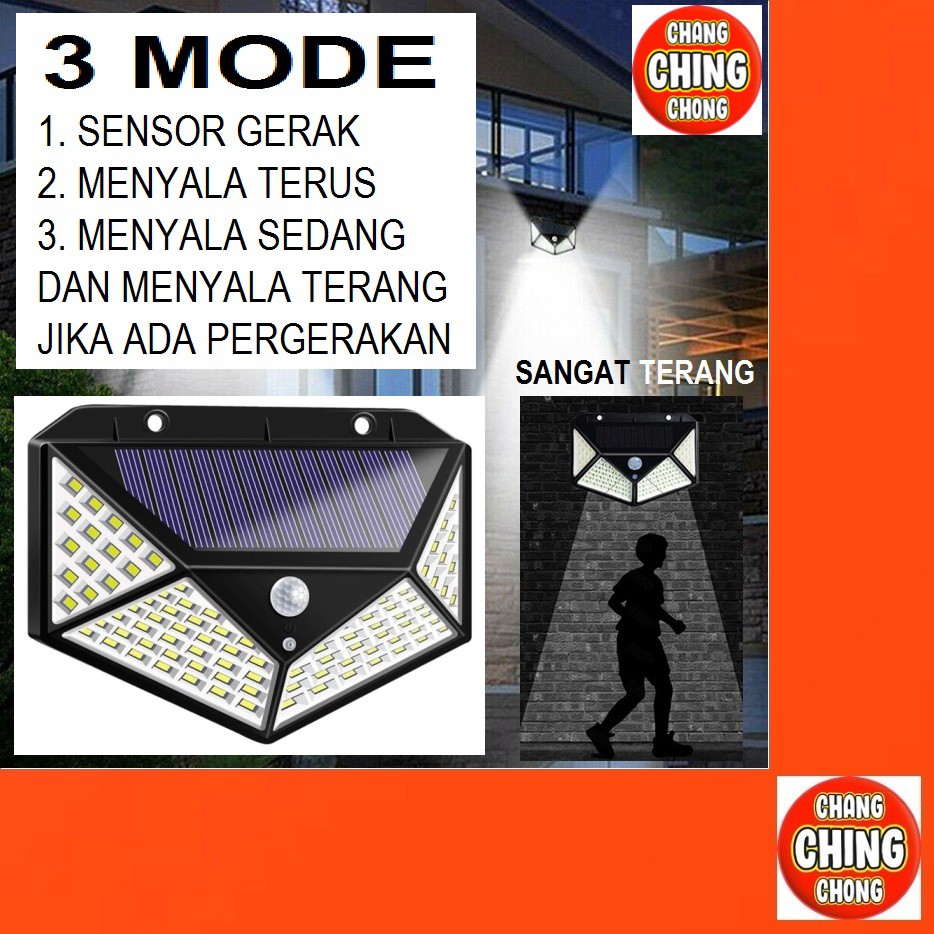 Jual KOM 5K Led Surya 100 Mata Lampu Taman Tenaga Matahari 3 Mode ...