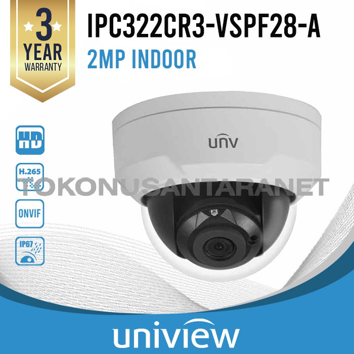 Jual IPC322CR3-VSPF28-A UNIVIEW 2MP IP Indoor Dome CCTV H265 UNV , Plastik | Shopee Indonesia