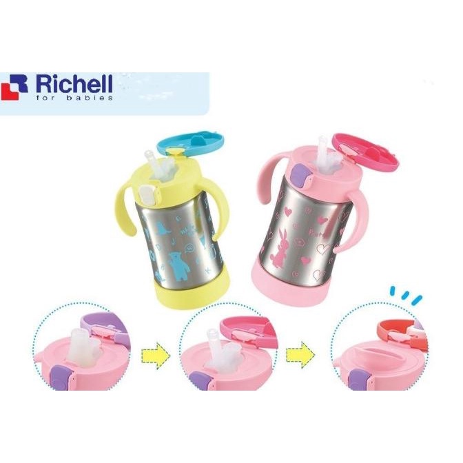 Jual Richell Tli Stainless Straw Bottle Mug 300Ml | Shopee Indonesia