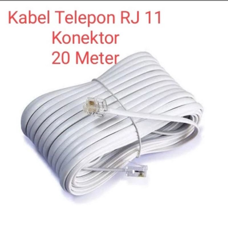 Jual KABEL LINE TELEPON KONEKTOR 20 METER RJ 11 CABLE | Shopee Indonesia