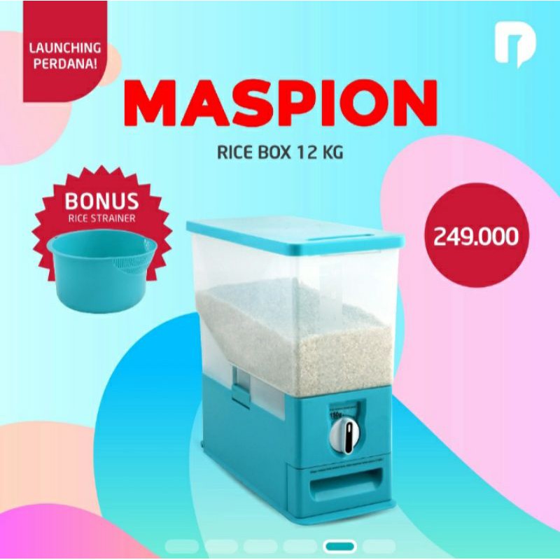 Jual RICE BOX MASPION / TEMPAT BERAS 12 KG PRAKTIS | Shopee Indonesia