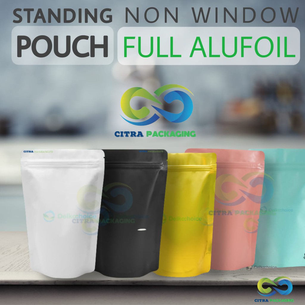 Jual STANDING POUCH / PLASTIK KLIP KEMASAN KOPI FULL ALUMUNIUM FOIL ...