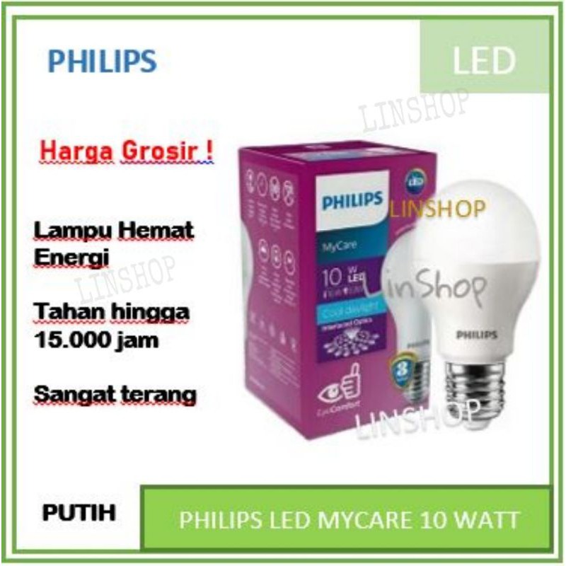 Jual LAMPU LED PHILIPS 10 WATT / LED PHILIPS BULB 10 W PUTIH | Shopee Indonesia