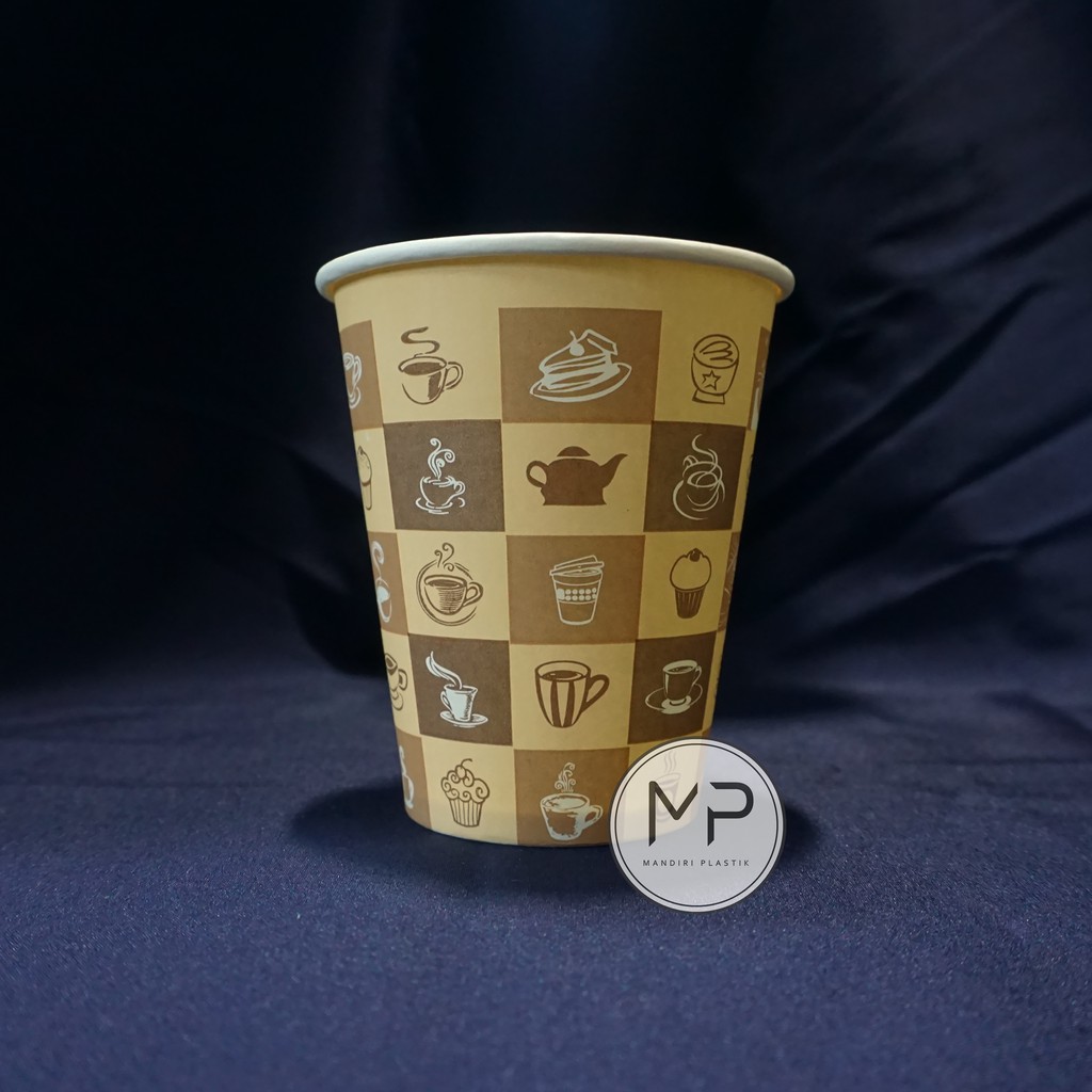 Jual Paper Cup / Papercup / Gelas Kertas Kopi MOTIF 8oz TANPA TUTUP - 50pcs | Shopee Indonesia