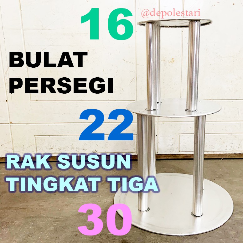 Jual Rak Susun Tingkat 3 Alumunium BULAT & SEGIEMPAT | Shopee Indonesia