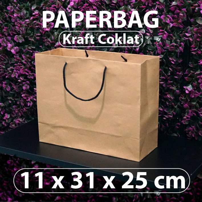 Jual Paper Bag 11 x 31 x 25 cm - Kraft Coklat - Tali Hitam | Shopee ...