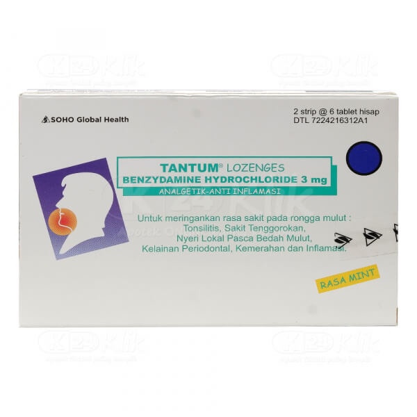 Jual Tantum Lozenges Benzydamine Rasa Mint 12 Tablet Obat Radang ...