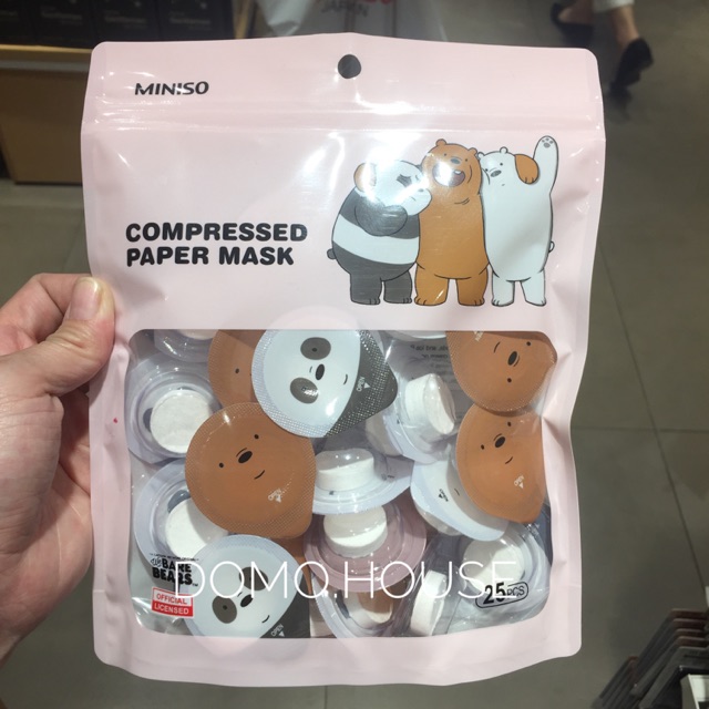 Jual MINISO MASKER WE BARE BEAR COMPRESSED PAPER MASK (25 pcs) | Shopee ...