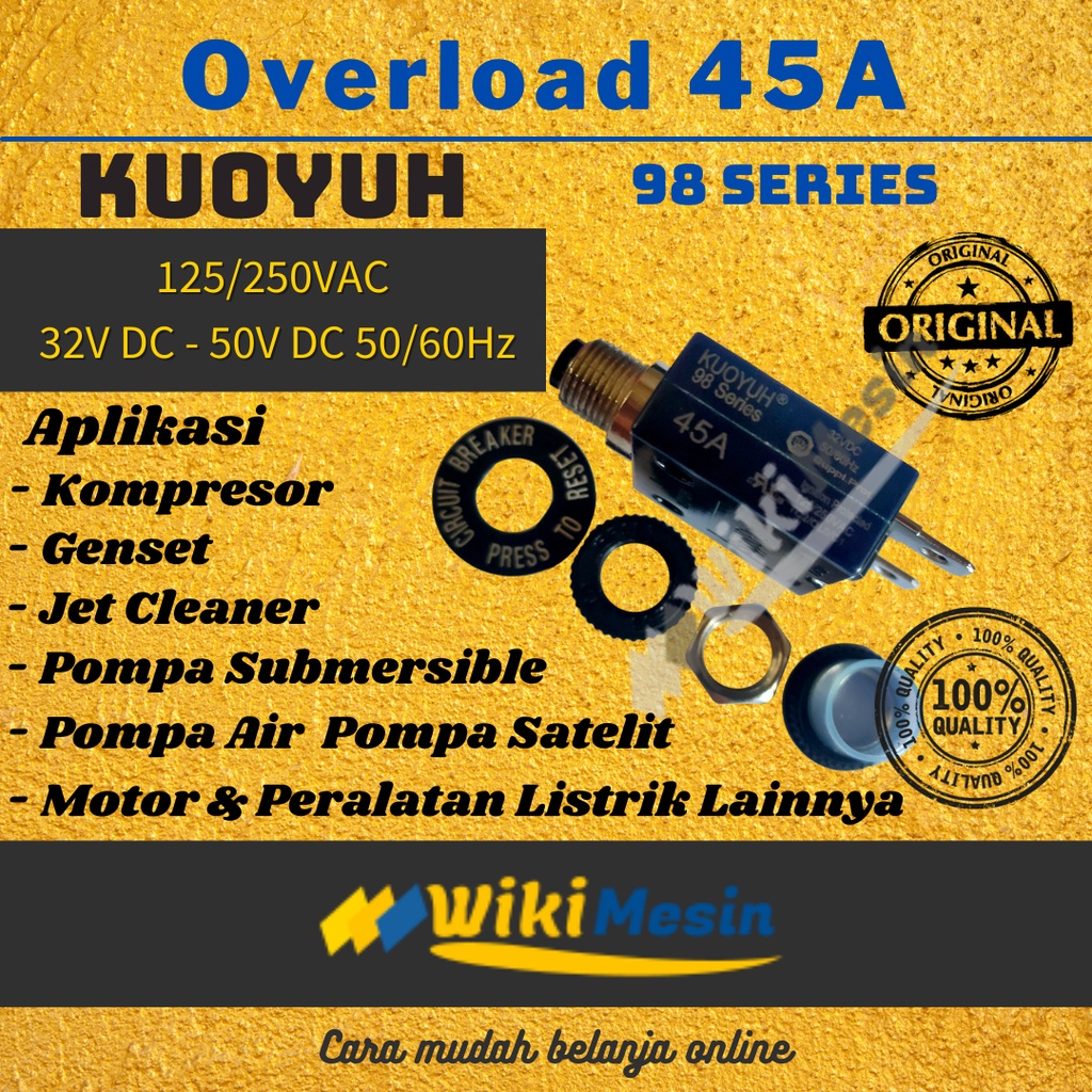 Jual Overload 45A Kuoyuh 98 series Circuit Breaker Push Button Listrik ...