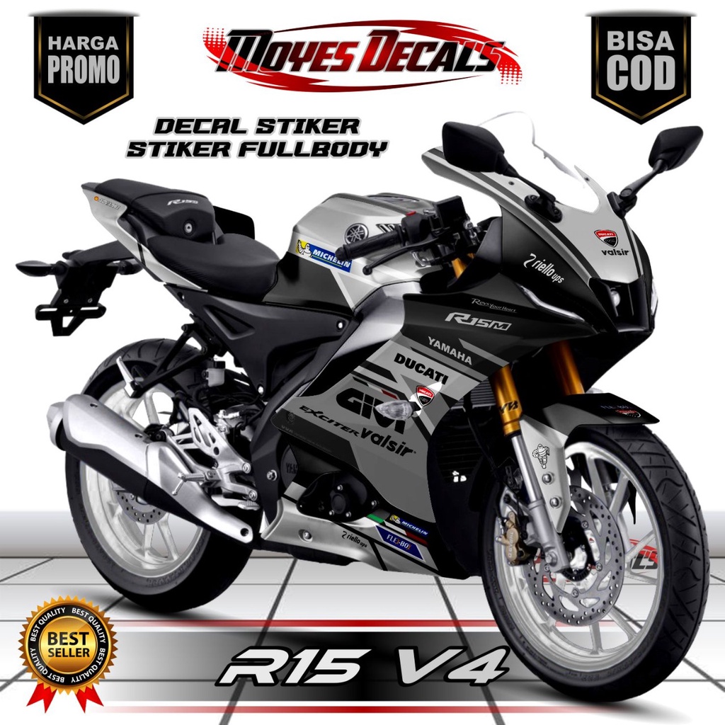 Jual Decal R15 V4 Full body Warna Hitam Silver | Shopee Indonesia