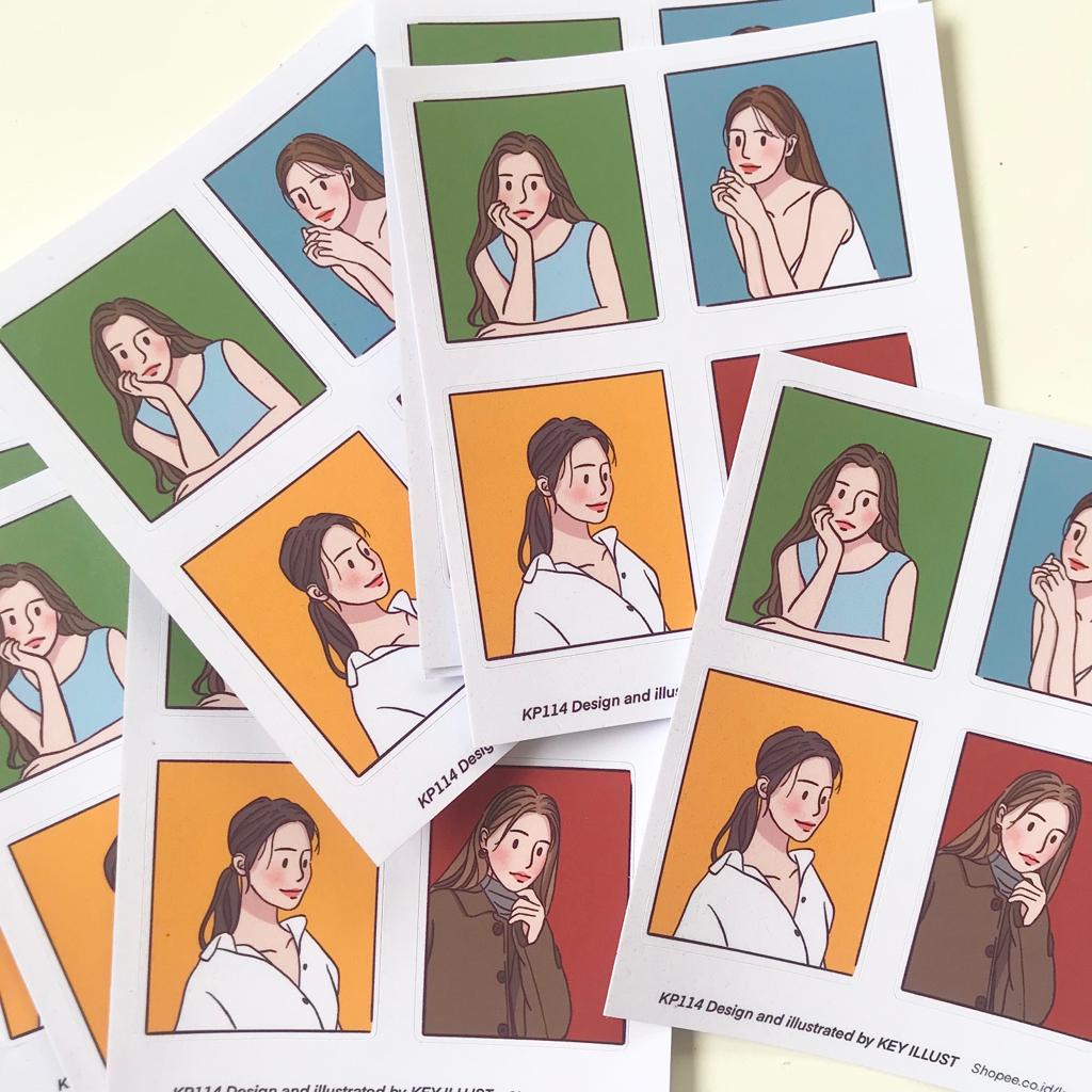 Jual korean girls sticker set/ stiker jurnal/ stiker aesthetic KP114 ...