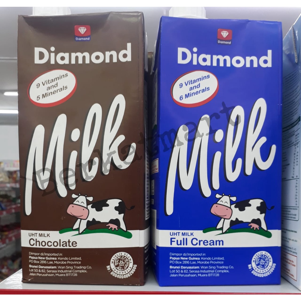Jual SUSU MURAH DIAMOND UHT Milk Full Cream Plain DAN CHOCOLATE 1L (1000 ml) | Shopee Indonesia