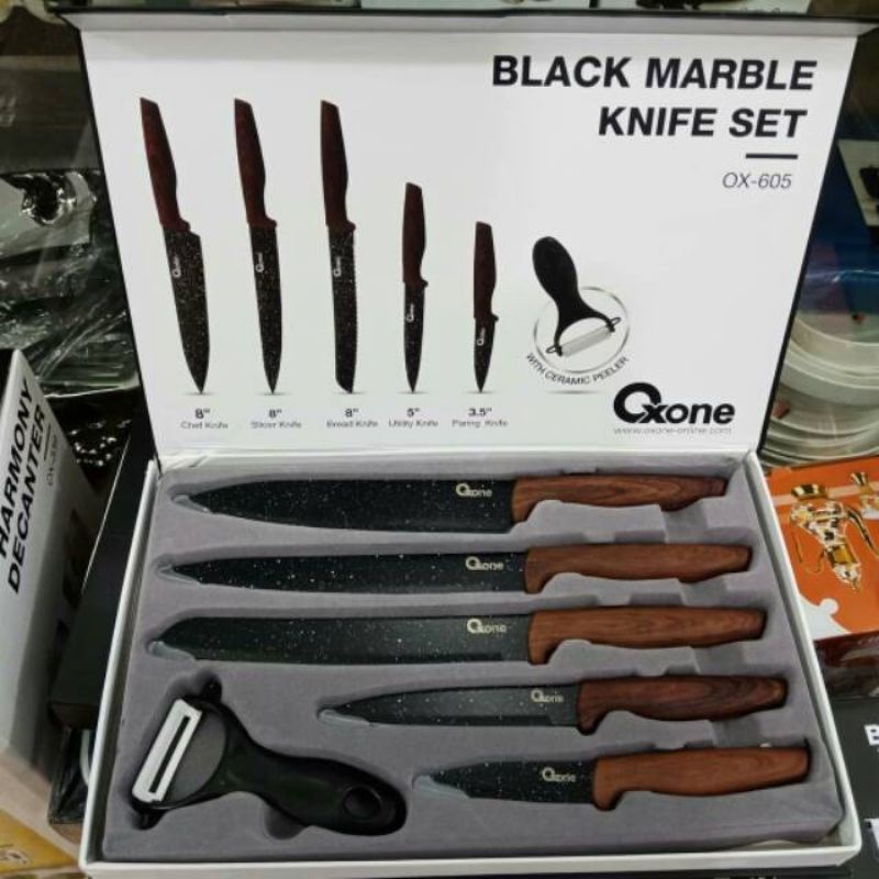 Jual pisau set oxone 6 in 1 OX-605 black marble | Shopee Indonesia
