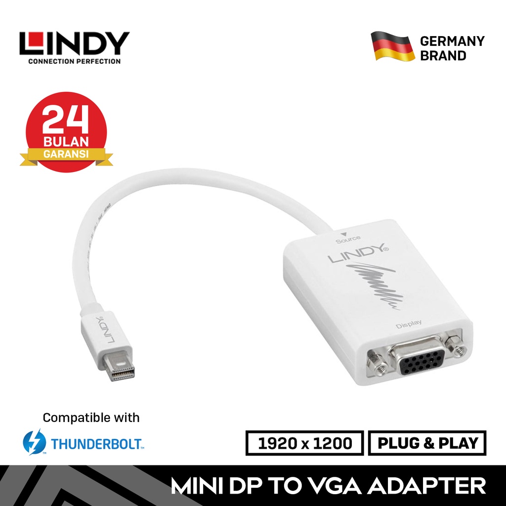 Jual LINDY Mini DisplayPort to VGA Adapter Converter Thunderbolt ...