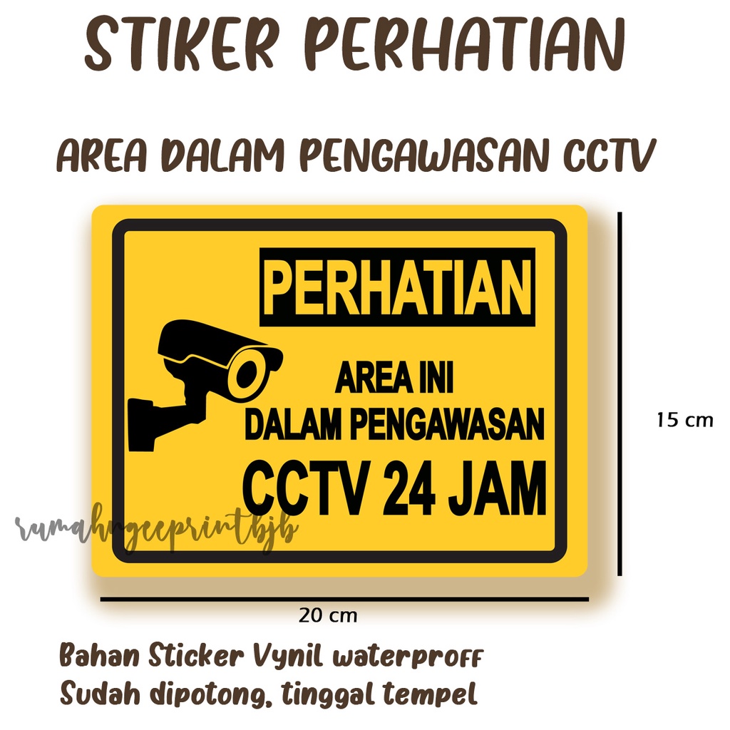 Jual STIKER PERHATIAN AREA DALAM PENGAWASAN CCTV 24JAM 15x20 CM | Shopee Indonesia