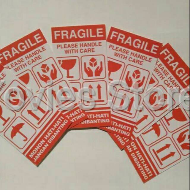 Jual Stiker Fragile Please Handle With Care ukuran 6x4 Sarana Paking ...