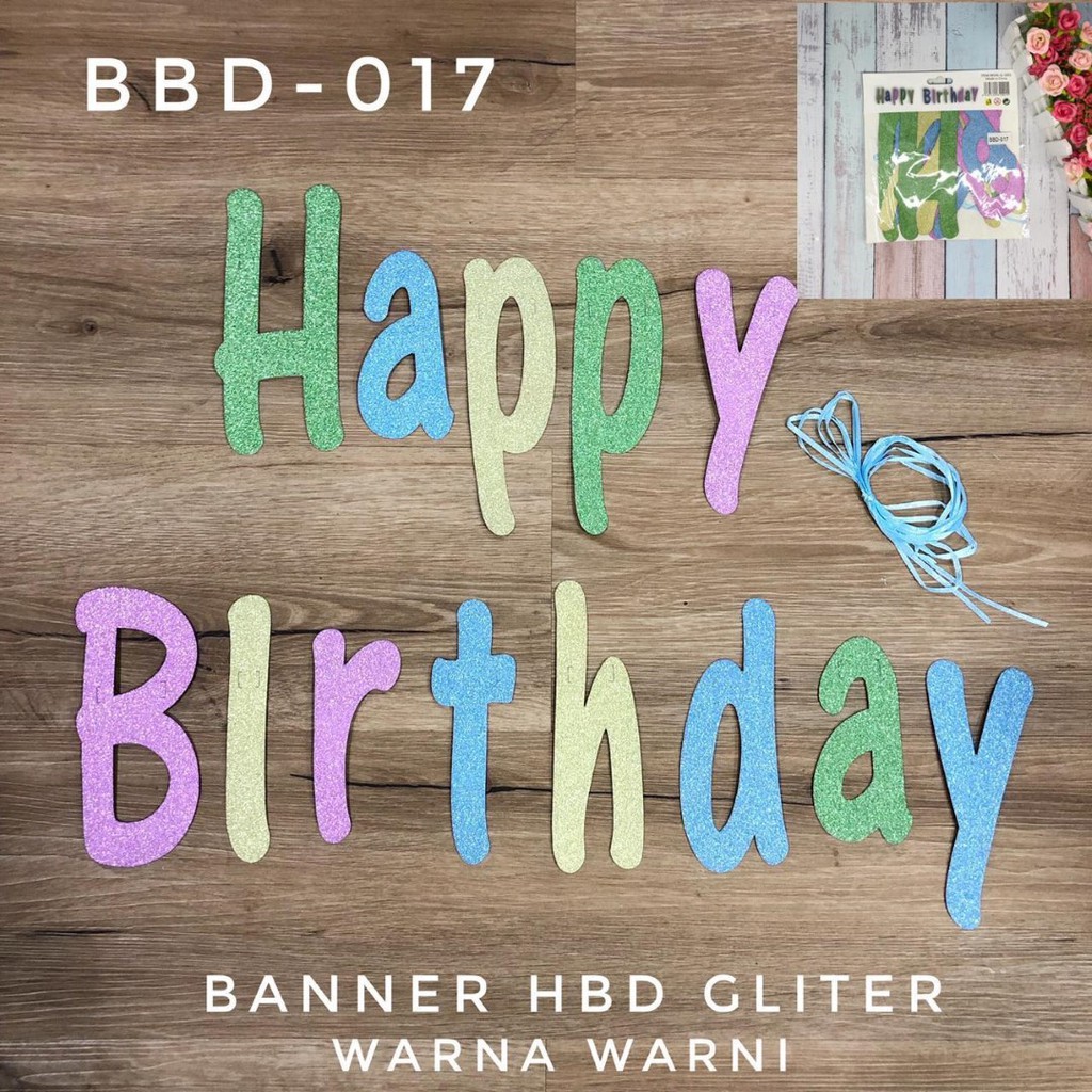Jual Banner Ulang Tahun Glitter Tulisan Rainbow Happy Birthday Bendera ...