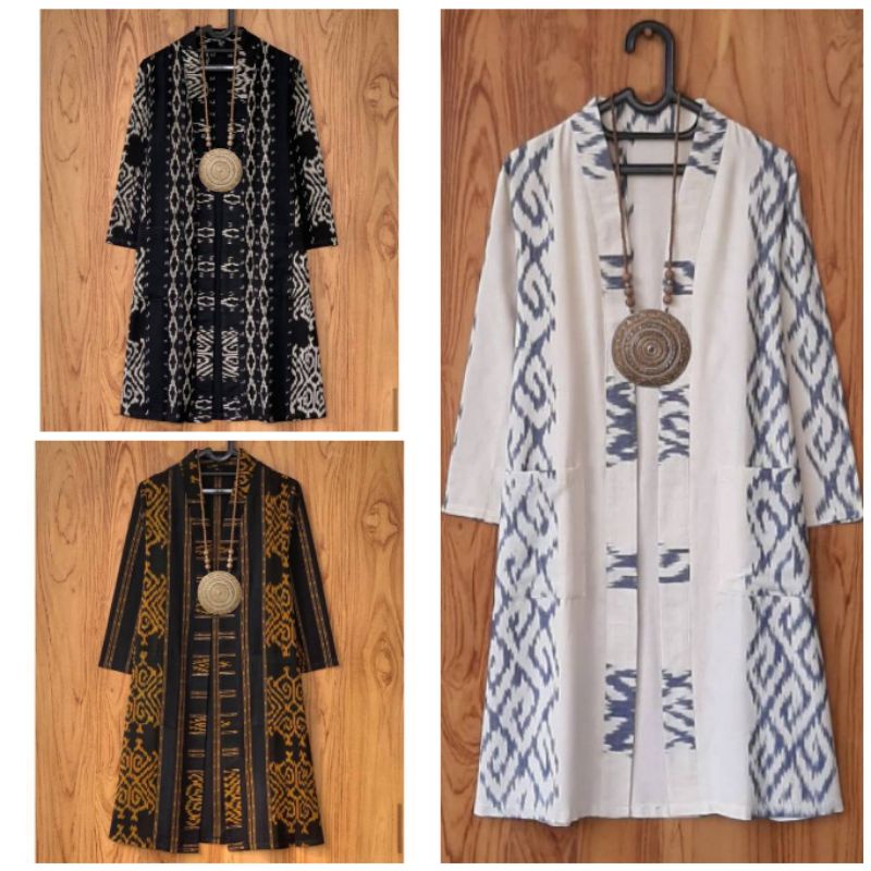 Jual cardigan batik tenun original long outer 3 varian | Shopee Indonesia