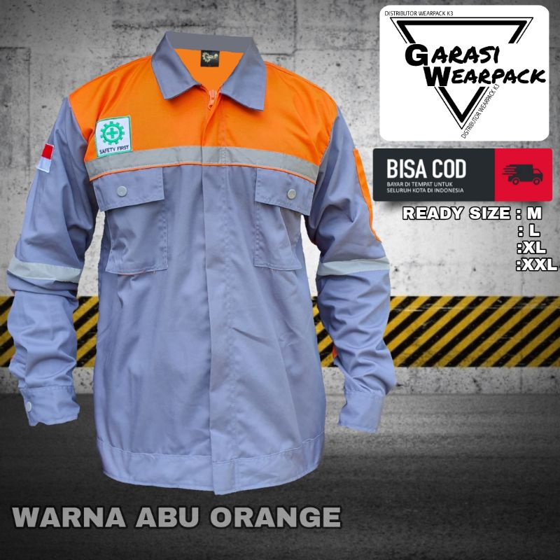 Jual Wearpack atasan/kemeja safety K3/pakaian APD proyek/ abu orange ...