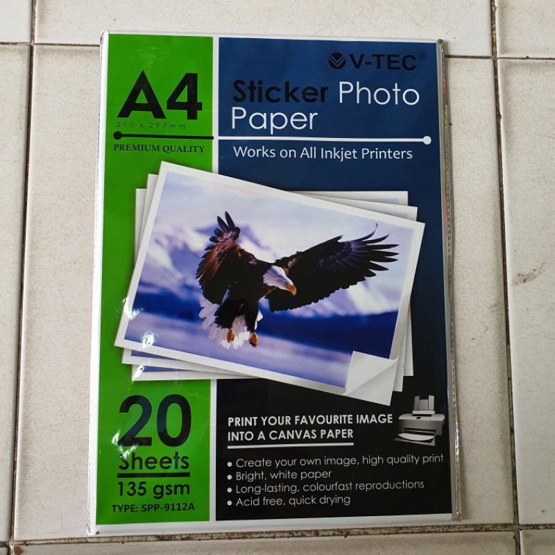 Jual Kertas Glossy Sticker A4 V-Tec | Shopee Indonesia