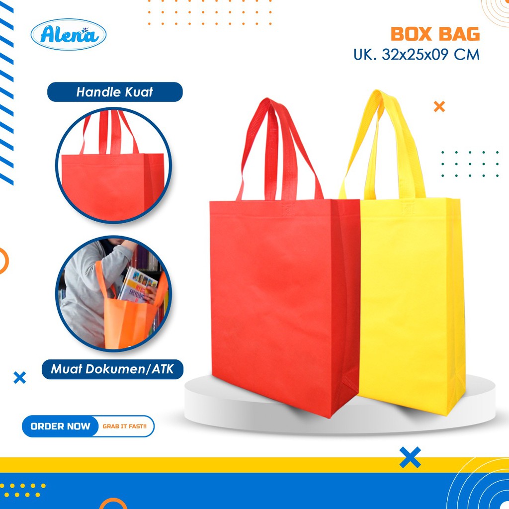 Jual Tas Spunbond Polos Bahan Tebal Murah Ukuran 32X25X9 (HLB) | Shopee ...