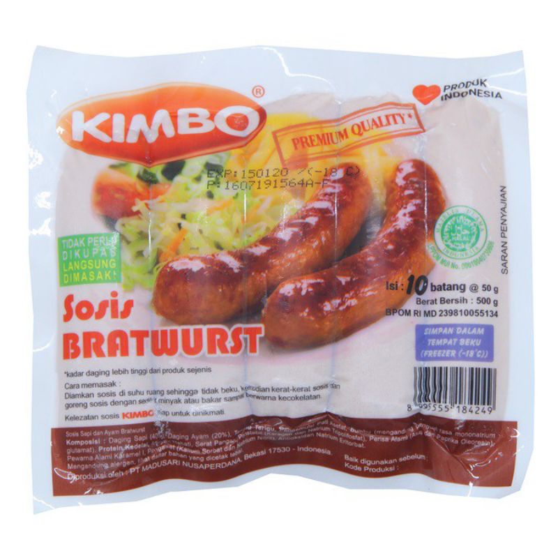 Jual Sosis Sapi Bratwurst kimbo mini 10's 500GR | Shopee Indonesia