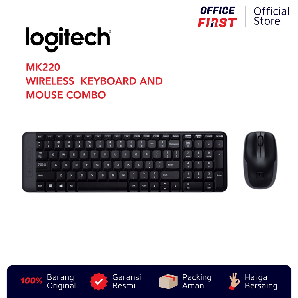 Jual Logitech MK220 Compact Wireless Keyboard Mouse Combo / USB MK 220 ...