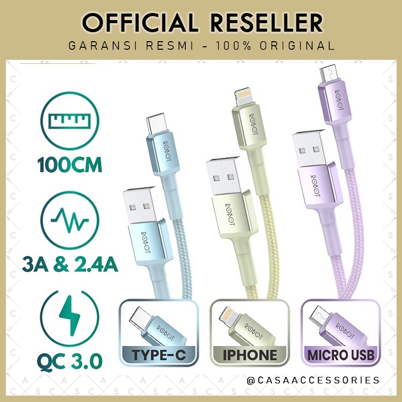 Jual ROBOT Kabel Data RSC100/RSM100/RSL100 Android Iphone Lightning ...