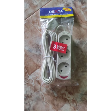 Jual Stop Kontak Colokan Listrik Gepeng 3 Lubang + Kabel 3 Meter Full ...