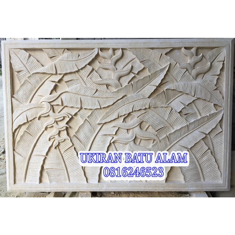 Jual ukiran relief dinding daun pisang batu alam paras jogja | Shopee ...