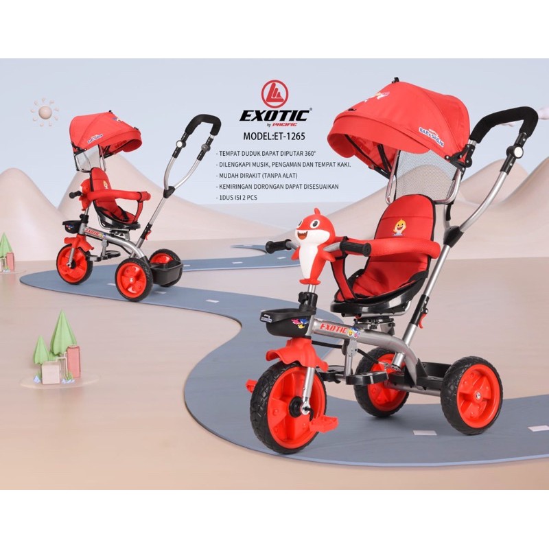 Jual Sepeda Roda Tiga Anak Exotic ET-1265 Baby Shark Tricycle ET 1265 ...