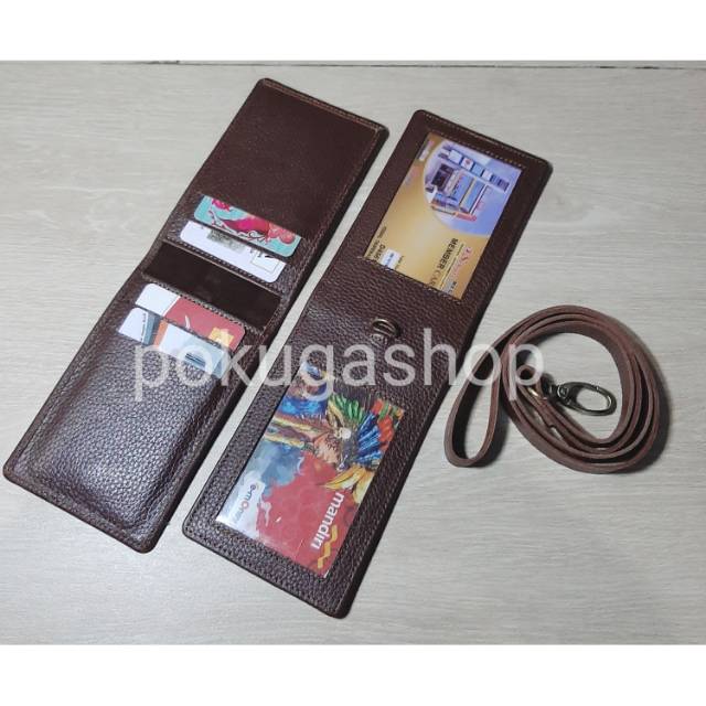 Jual Name tag kulit premium slot kartu / id card kulit asli / tag name ...