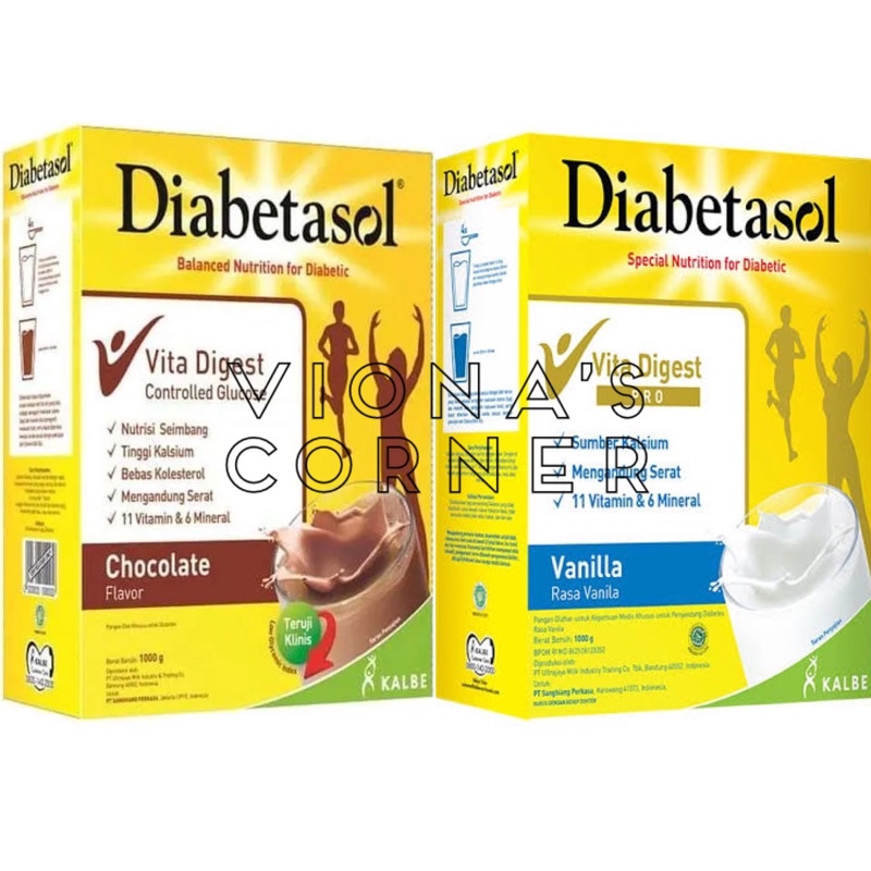 Jual Diabetasol Susu Suplemen Nutrisi Diabetes Rasa Coklat / Vanila 950 ...