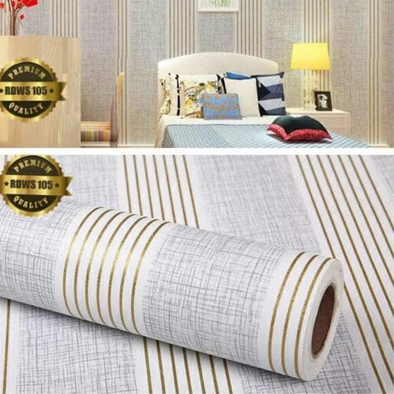Jual Wallpaper Sticker GARIS SALUR ABU GOLD Dekorasi Dinding Kamar Ruang Tamu Rumah Modern ...