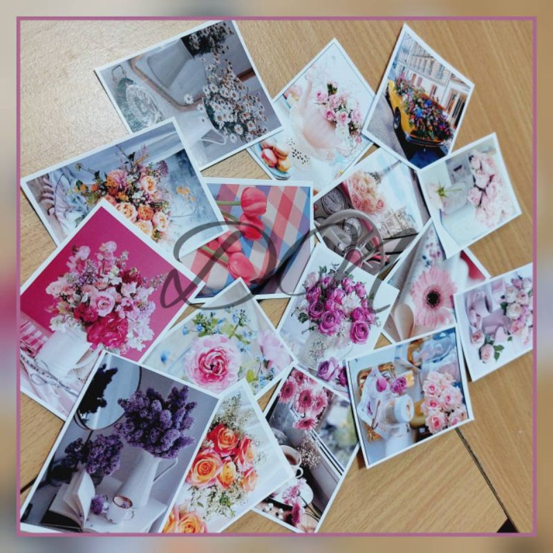 Jual Stiker photo kertas bunga vintage 16pcs sticker kertas glossy ...