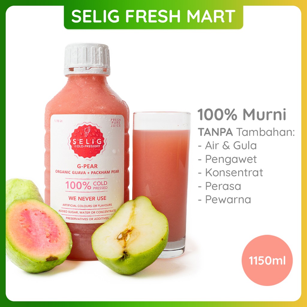 Jual Cold Pressed Juice 100% Jambu Organik & Pear Packham 1150ml Jus ...