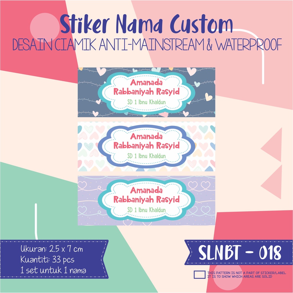 Jual stiker label nama anak kartun waterproof rainbow animal SLNBT 018 ...