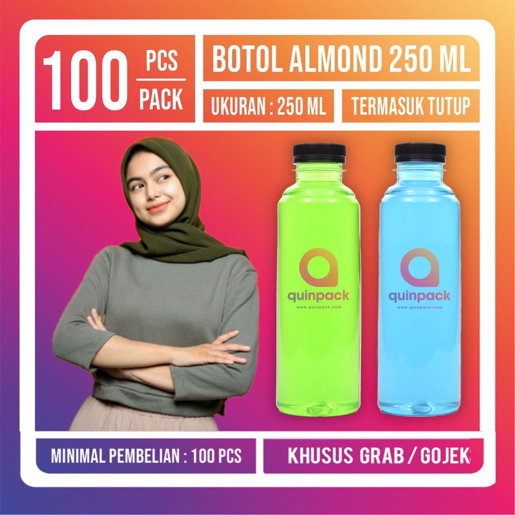 Jual Botol Plastik almond 250 ML PET - Kale Cantik Pir 250ML Minum Tutup Warna | Shopee Indonesia