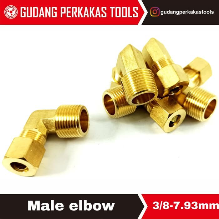 Jual SBO Compression Fitting Nepel Sambungan Selang Tembaga Male Elbow 3/8-7.93 SEBELUM ...