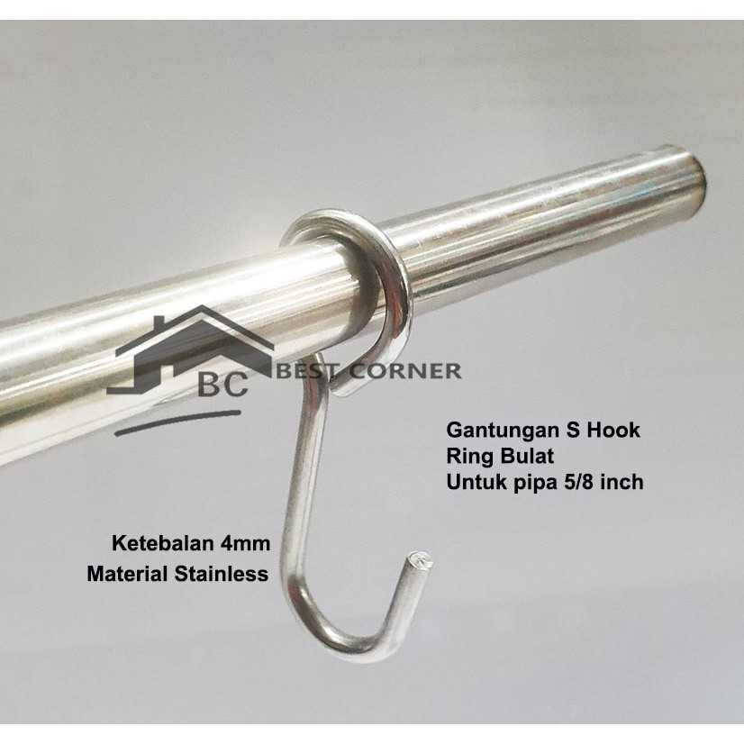 Jual Gantungan S hook Stainless Ring Bulat Esbella / Gantungan panci ...