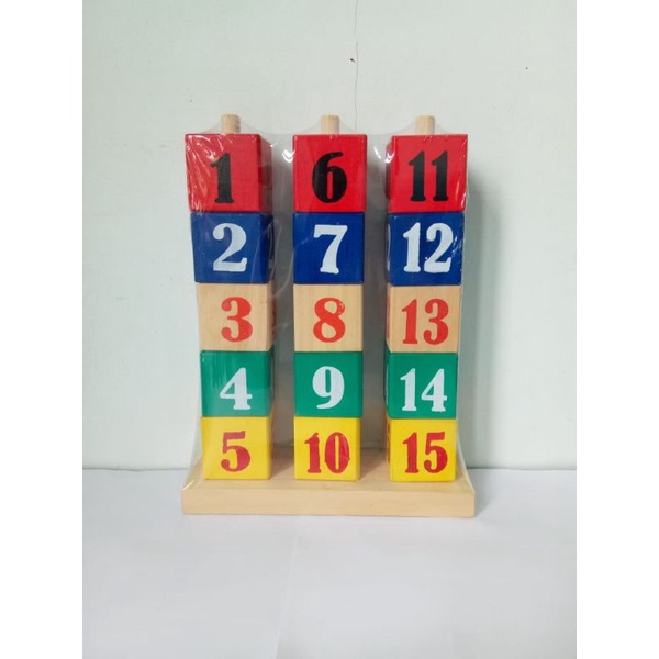 Jual mainan edukasi balok angka kayu pinus cat non toxic | Shopee Indonesia